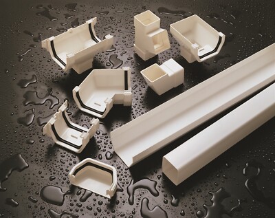 White Plastic Square Style Guttering & Downspout Various Fittings Free ...