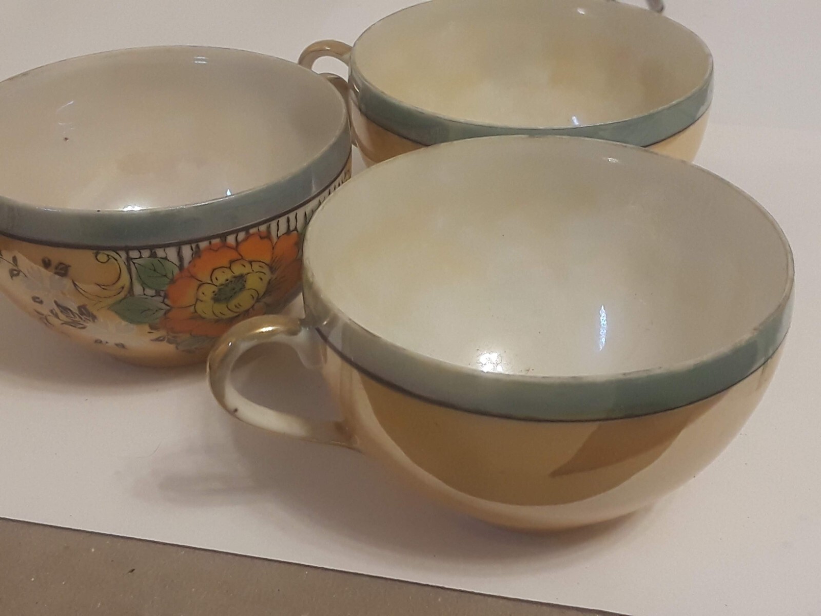 3 Vintage Hand Painted Luster Ware Porcelain teacups Japan (Y97f s6) | eBay