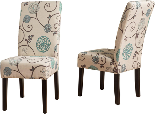 Pertica Fabric Dining Chairs, 2-Pcs Set, Polyester White and Blue ...