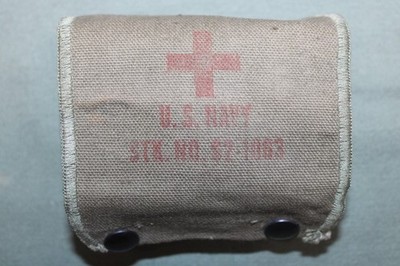 US Military Issue WW2 NAVY First Aid Kit Pouch Canvas Survival Kit Vest ...