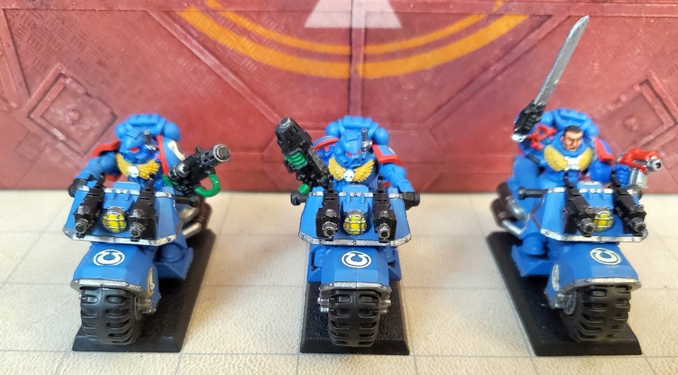 Warhammer 40k 3x 2nd Edition Space Marine Bikes Ultramarines Metal ...