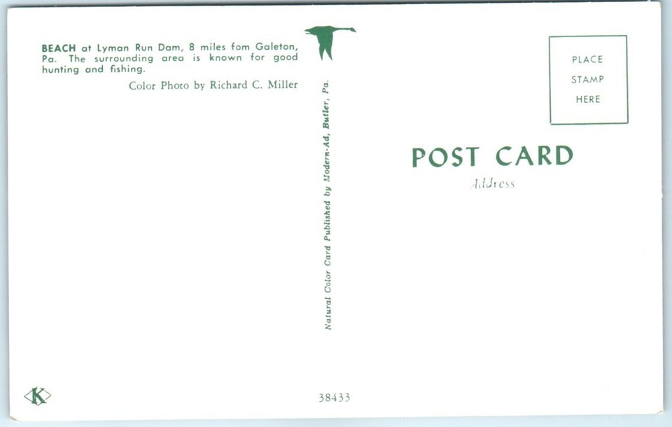 Postcard Beach Lyman Run Dam Galeton Pennsylvania USA North America | eBay