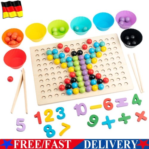 Wooden Board Bead Game Fine Motor Toys Math Beads Counting Toy for ...