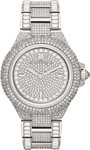 Michael Kors MK5869 Camille Silver-Tone Crystal Pave Glitz Dial Women's ...
