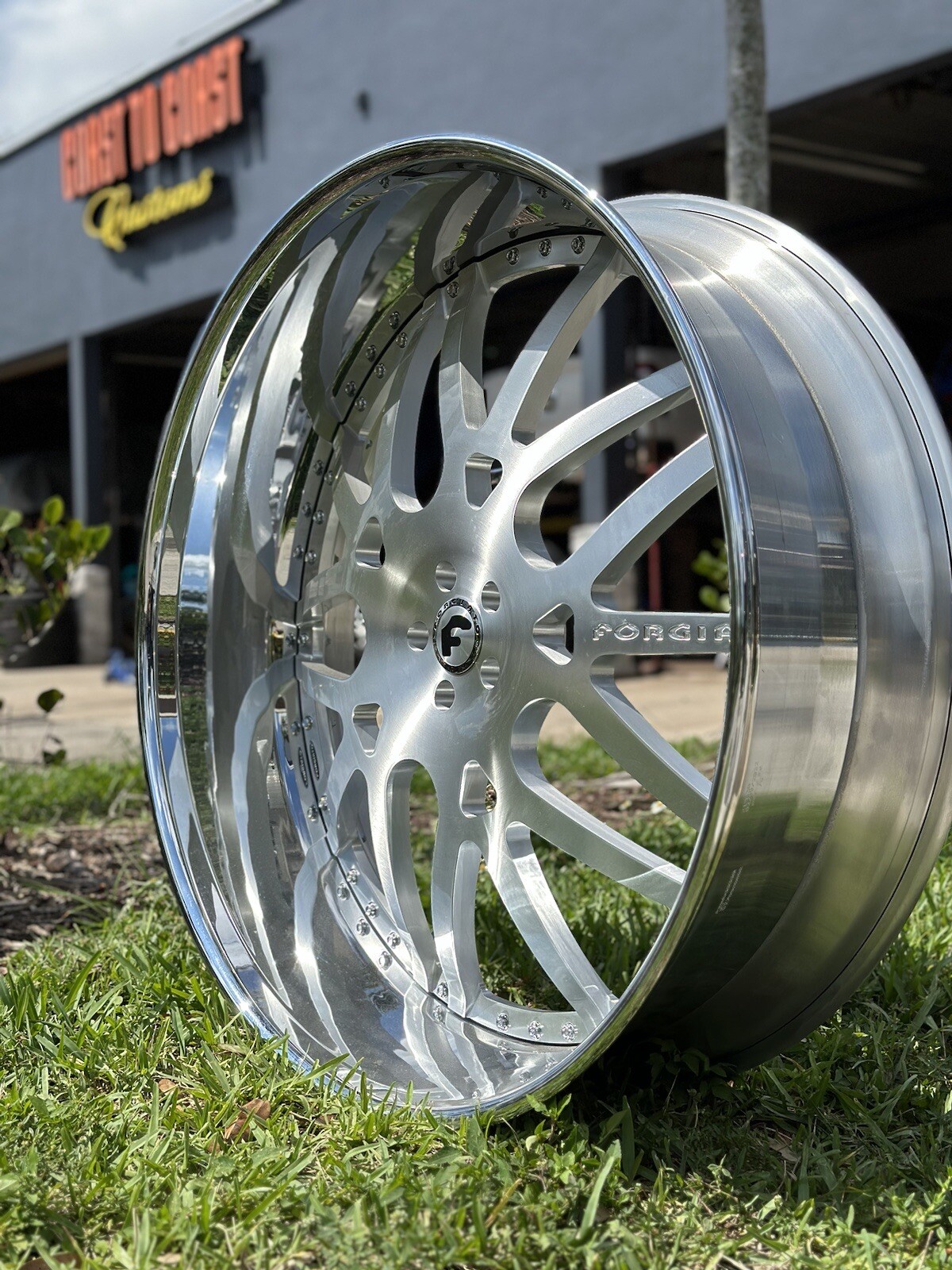 32" FORGIATO MAGLIA BRUSHED SILVER CHROME LIP 5X115 WHEELS AND TIRES ...