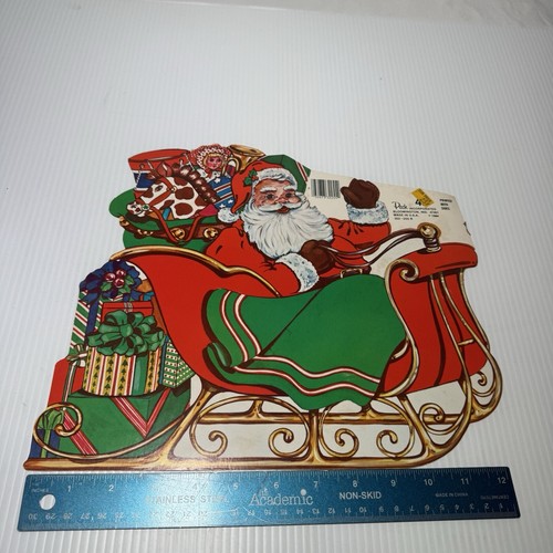 VINTAGE CHRISTMAS SANTA AND SLEIGH WITH FELT PECK 1984 DIE CUT NOS! | eBay