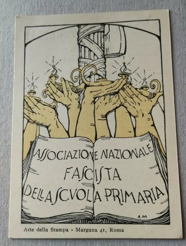 Tessera fascista PNF associazione scuola primaria Catania Sicilia Duce ...