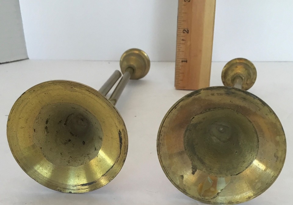Brass Trumpet Bugle Horn Taper Votive Candle Holders Christmas Decor 2 ...