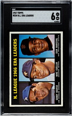 1967 Topps ERA Leaders Sandy Koufax Juan Marichal Cuellar #234 SGC 6 ...