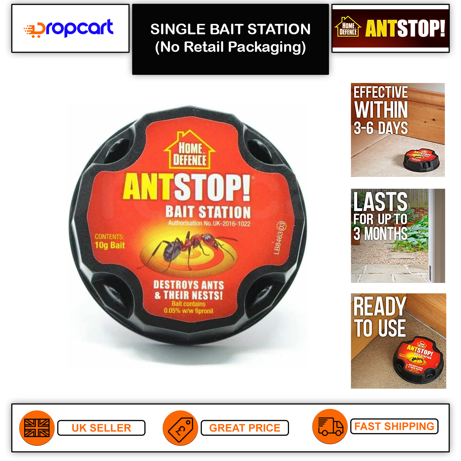 Home Defence Ant Stop Bait Station Pre Baited Ant Killer & Nest Trap ...