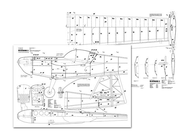 Blackbird 2 Radio control sport 59" RC Model Airplane Printed Plans ...