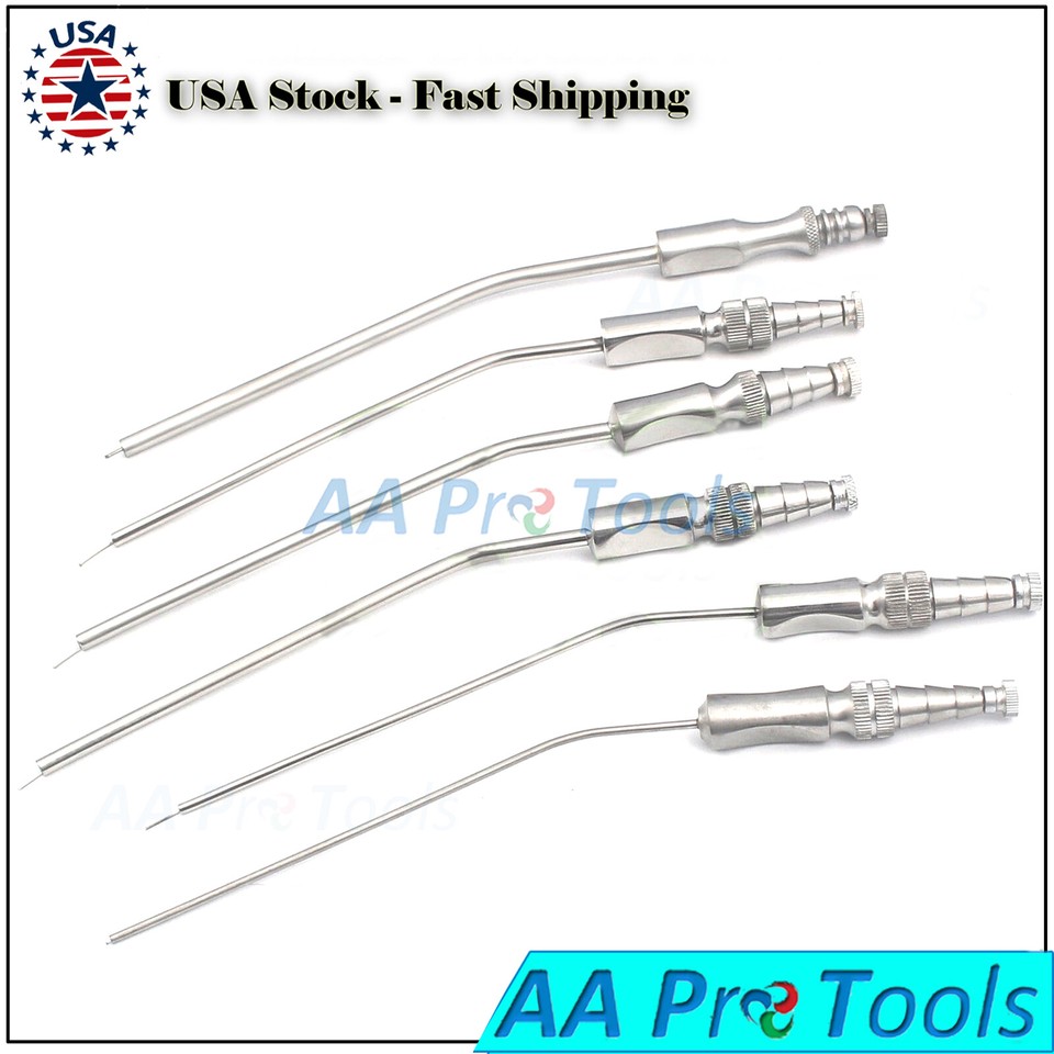 GERMAN PREMUM SET OF 6 FRAZIER SUCTION TUBE ANGLED 6FR-11FR ENT ...