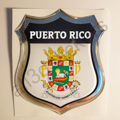 Sticker Puerto Rico Emblem Coat of Arms Shield 3D Resin Domed Gel Vinyl ...