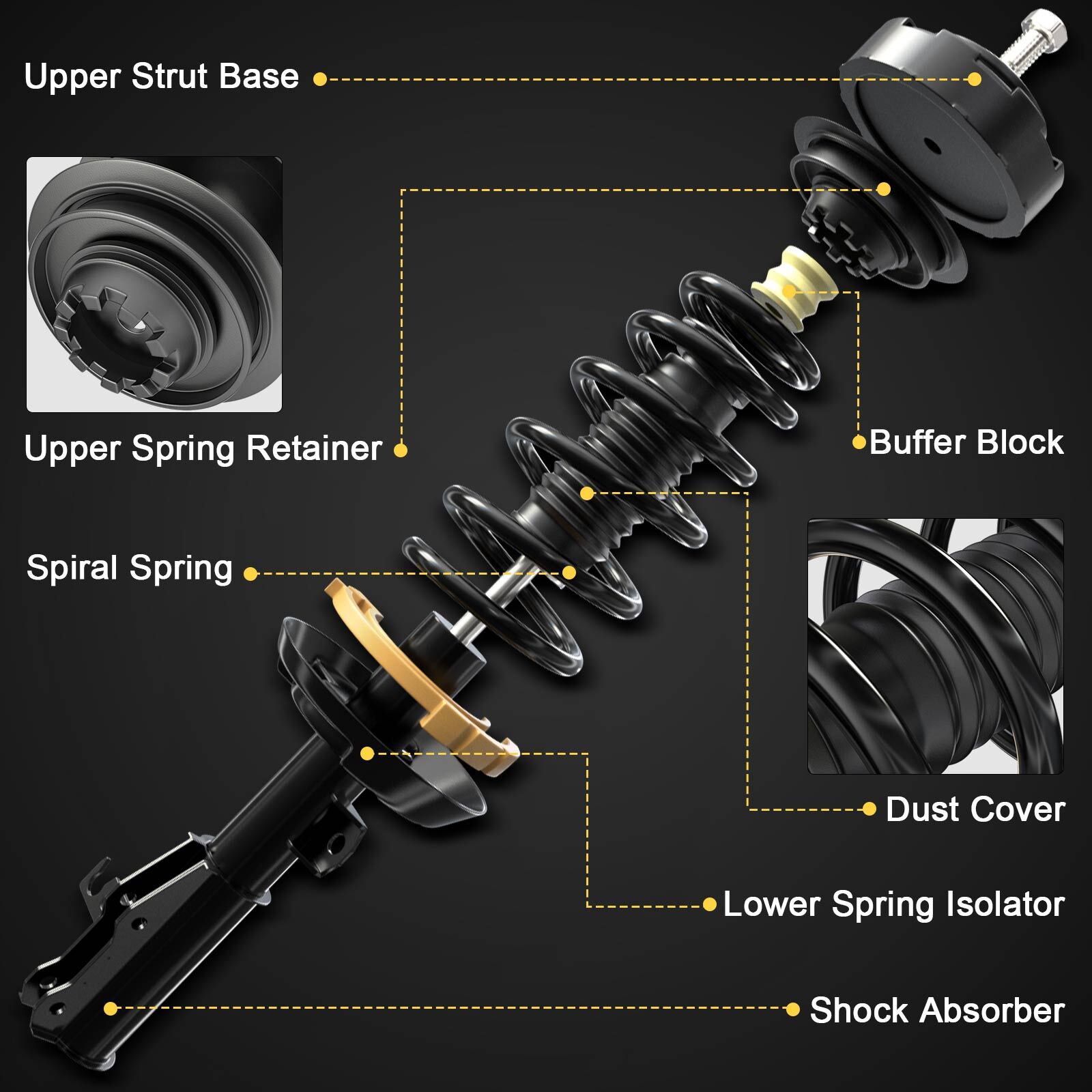 2 Complete Strut & Coil Spring Assembly Front for Saturn LW200 L100 ...