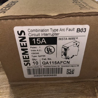 15 Amp Siemens QA115AFCN Combination 887621216207| eBay