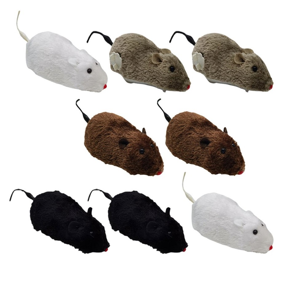 8pcs Wind-up Mice Shaped Toy Cat Mice Toy Lovely Rat Toy Mice False ...