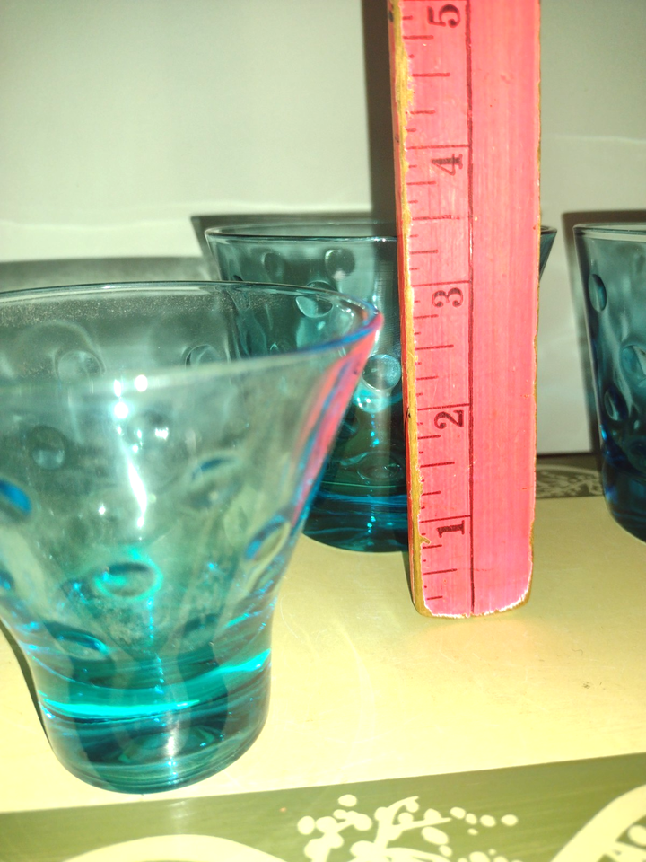 8 Pc Hazel Atlas Capri Dot Blue Glasses - Six 4" & Two 3 1/2" glasses ...