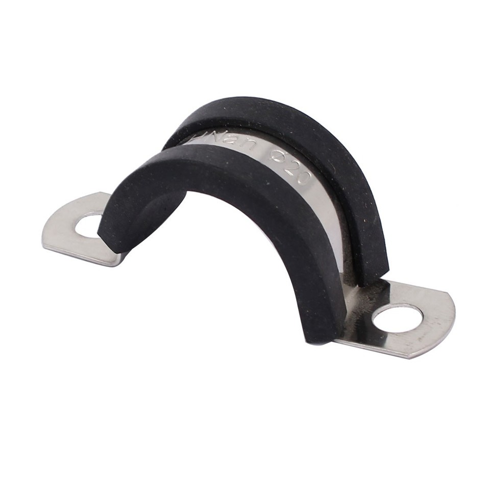 20mm Dia EPDM Rubber Lined U Shaped Pipe Tube Wire Clamps Clips 3pcs ...