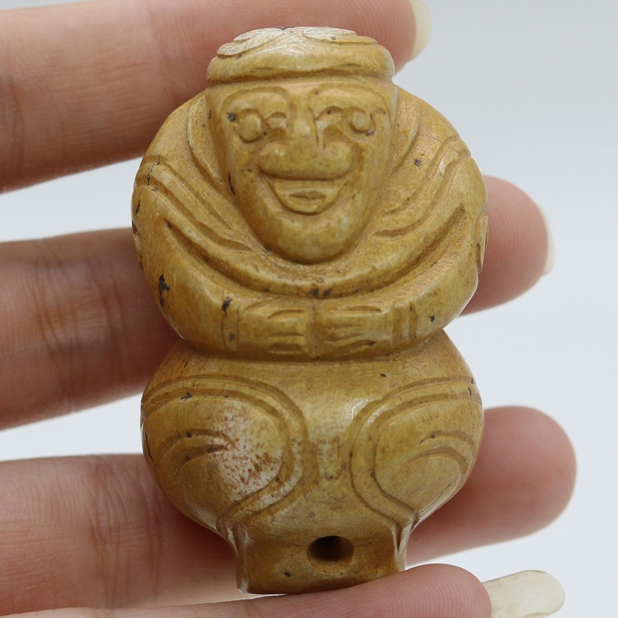 Chinese Oriental culture , carved jade standing human figure pendant ...