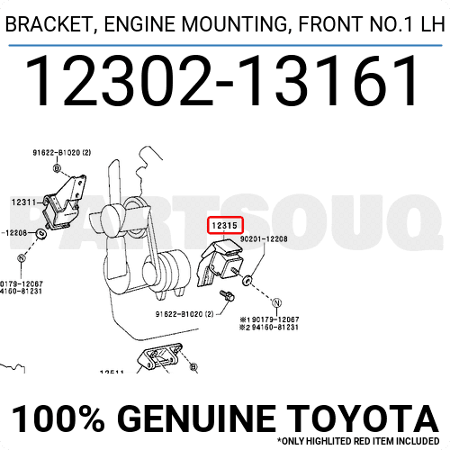1230213161 Genuine Toyota BRACKET, ENGINE MOUNTING, FRONT NO.1 LH 12302 ...