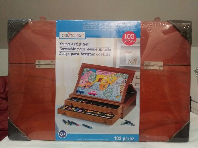 Creatology Young Artist 103 Piece Art Set With Wooden Case Easel for ...