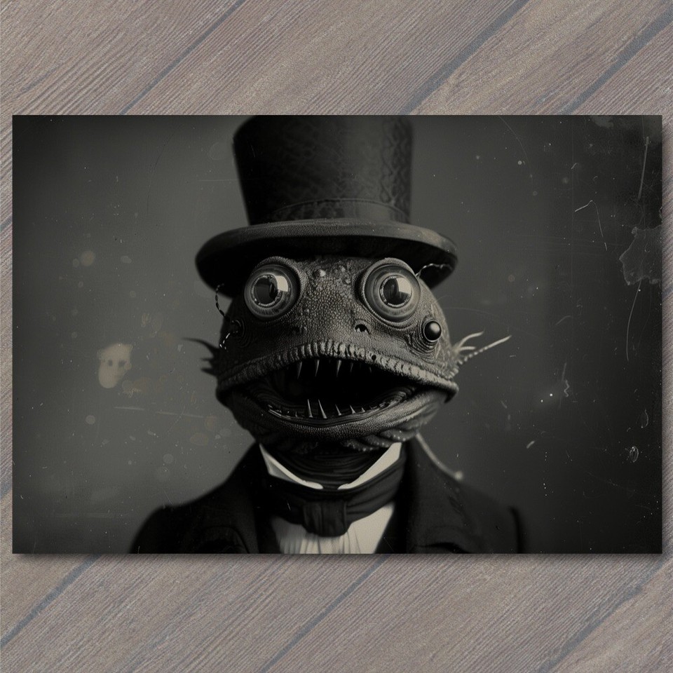 4x6" Monster Weird Creepy Eyes Strange Top Hat Nightmare Scary Unusual ...