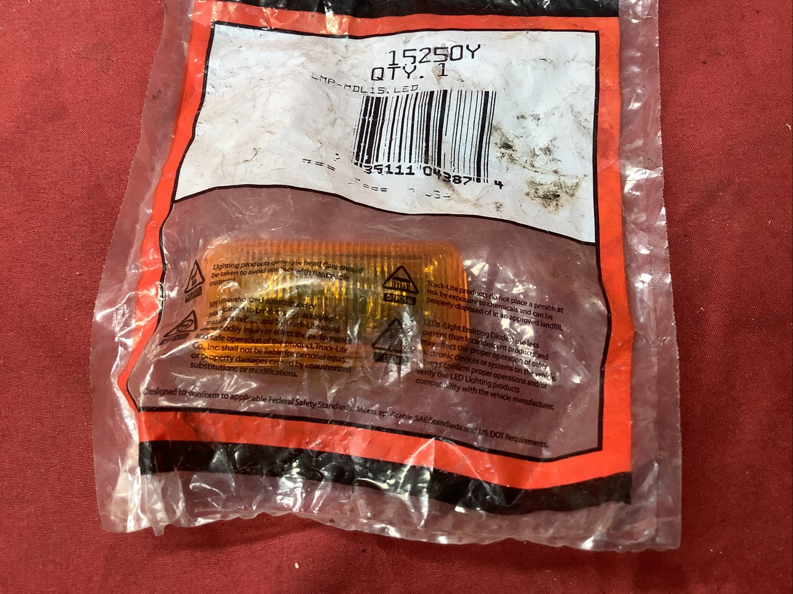 TRUCK-LITE SIDE MARKER / CLEARANCE LIGHT AMBER LENS 15250Y | eBay