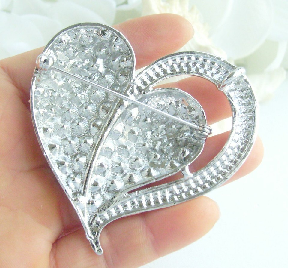 Sweet Love Heart Brooch Pin Pendant Rhinestone Crystal EE04817 | eBay