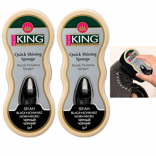 2 Pc Quick Shoe Shining Sponge Black Instant Shine Boot Polish Leather ...