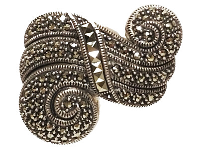 Vintage JUDITH JACK Sterling Silver Marcasite Chunky Swirl Brooch 1 1/4 ...