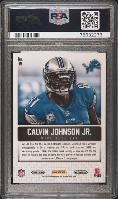 2013 Panini Monster Box Prizm Cornerstones Blue PSA 10 SP Calvin ...