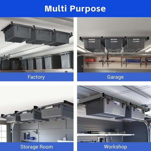 5 Pack Overhead Storage Bin Rack, Ceiling Racks for Utility Bins Black ...