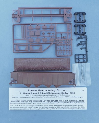 HO PRR Bowser H21 4-Bay Hopper Kit, Undecorated, Incl BCW H25 Ends ...