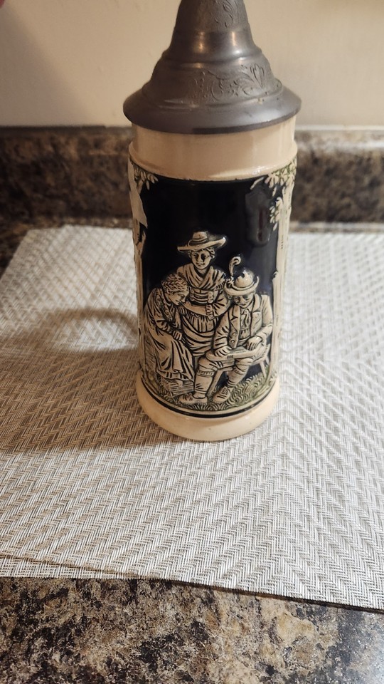 Vintage 1950s auf der alm Da ist es Schun Western German Stein w/Pewter ...