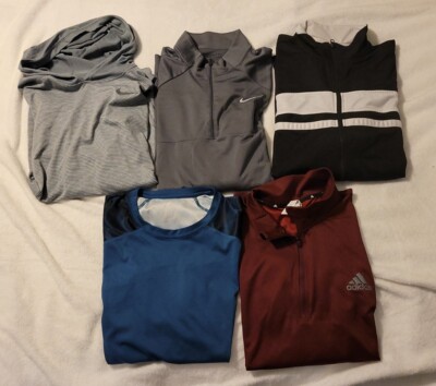 Lot of 5 Men's Activewear Shirts Dri-fit Nike, Adidas, Starter Zip ...