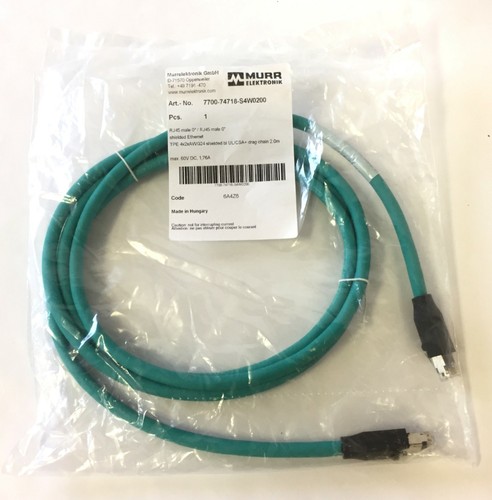 Murr Elektronik 7700-74718-S4W0200 Shielded Ethernet Cable, RJ45 Male ...
