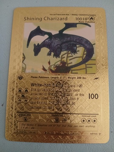 Pokemon Shining Charizard Gold Fan Art Collector Card 107/105 | eBay