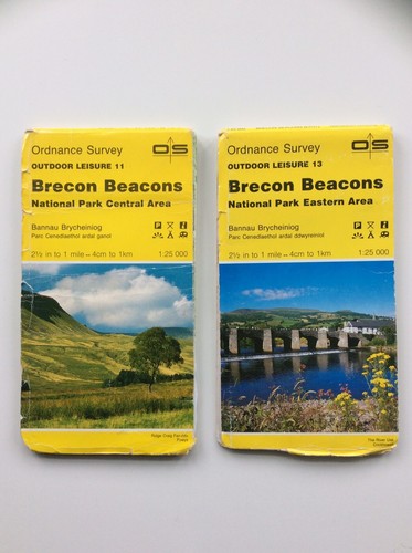 2 Ordnance Survey Outdoor Leisure Maps No.s 11 & 13 of Brecon Beacons ...