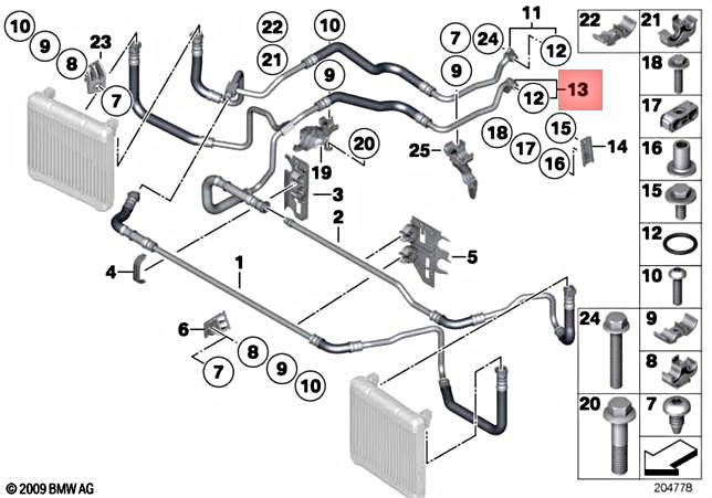 Genuine BMW F01 F02 F03 Engine Oil Cooler Hose Pipe Outlet OEM ...