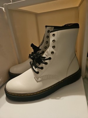 Dr. Doc Martens Zavala Combat Boots White Leather Lace Up Women's 9 Men ...