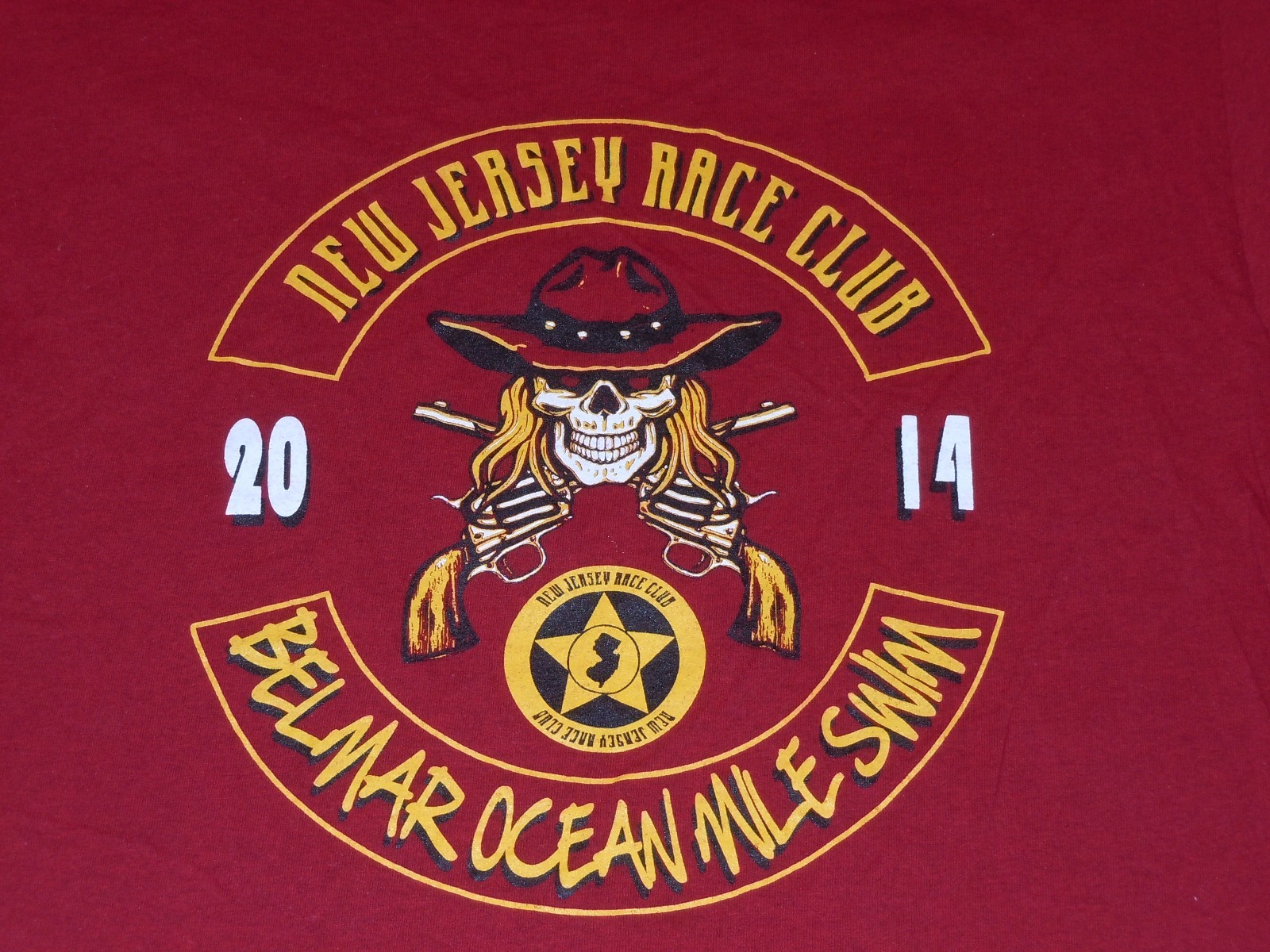 NEW JERSEY RACE CLUB SWIMMING BELMAR NJ OCEAN MILE SWIM 2014 SHIRT MENS ...