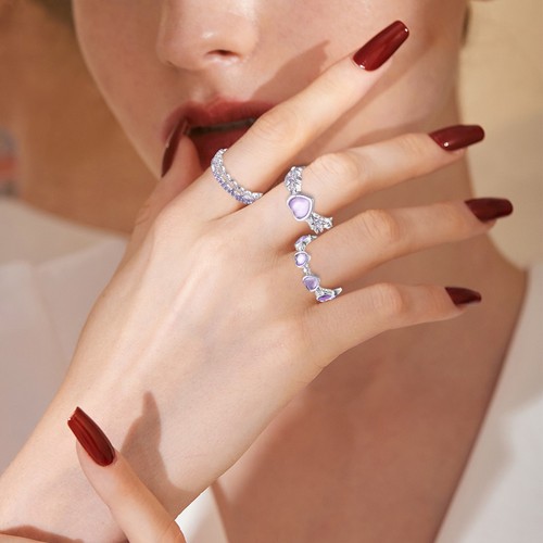 Heart Prom Ring Adjustable Jewelry Opal Shape Set for Women Open Rings ...