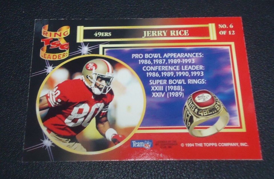 Jerry Rice 1994 TOPPS STADIUM CLUB RING LEADERS Card #6 49ERS | eBay