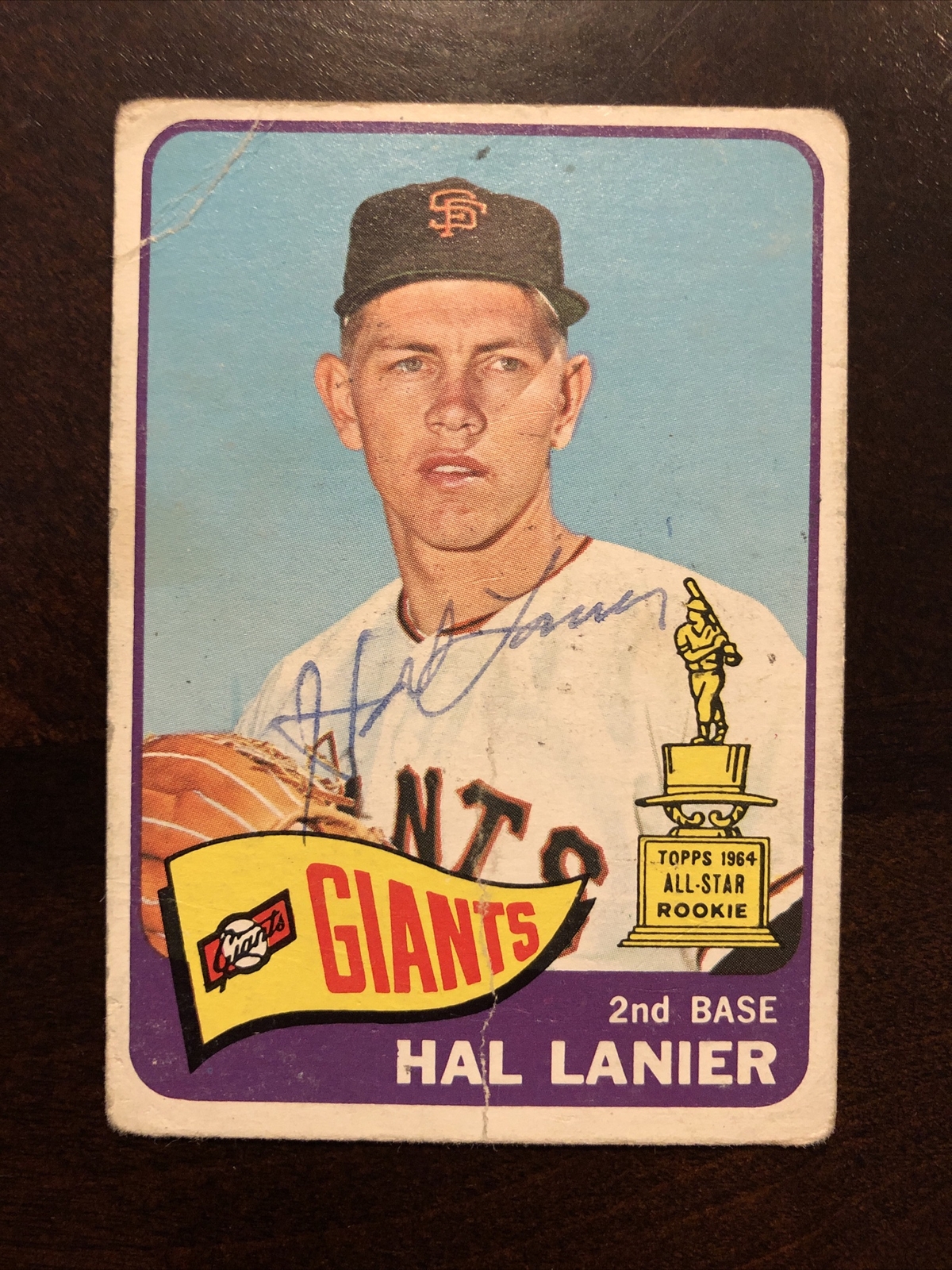 HAL LANIER 1965 TOPPS AUTOGRAPHED SIGNED AUTO BASEBALL CARD 118 GIANTS ...