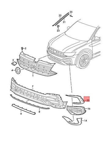 Genuine VW Tiguan Allspace BJ2 BW2 Vent grille Right 5NN854662K041 | eBay