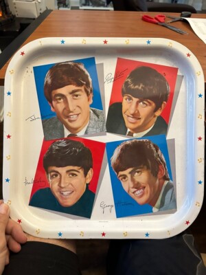 Vintage The Beatles Metal Tin Litho TV Tray John Paul George Ringo ...