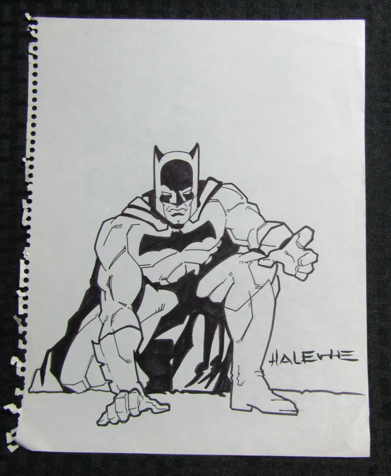 BATMAN Taking a Knee Ink Sketch by Halewe 9x11.5" FN+ 6.5 Signed | eBay