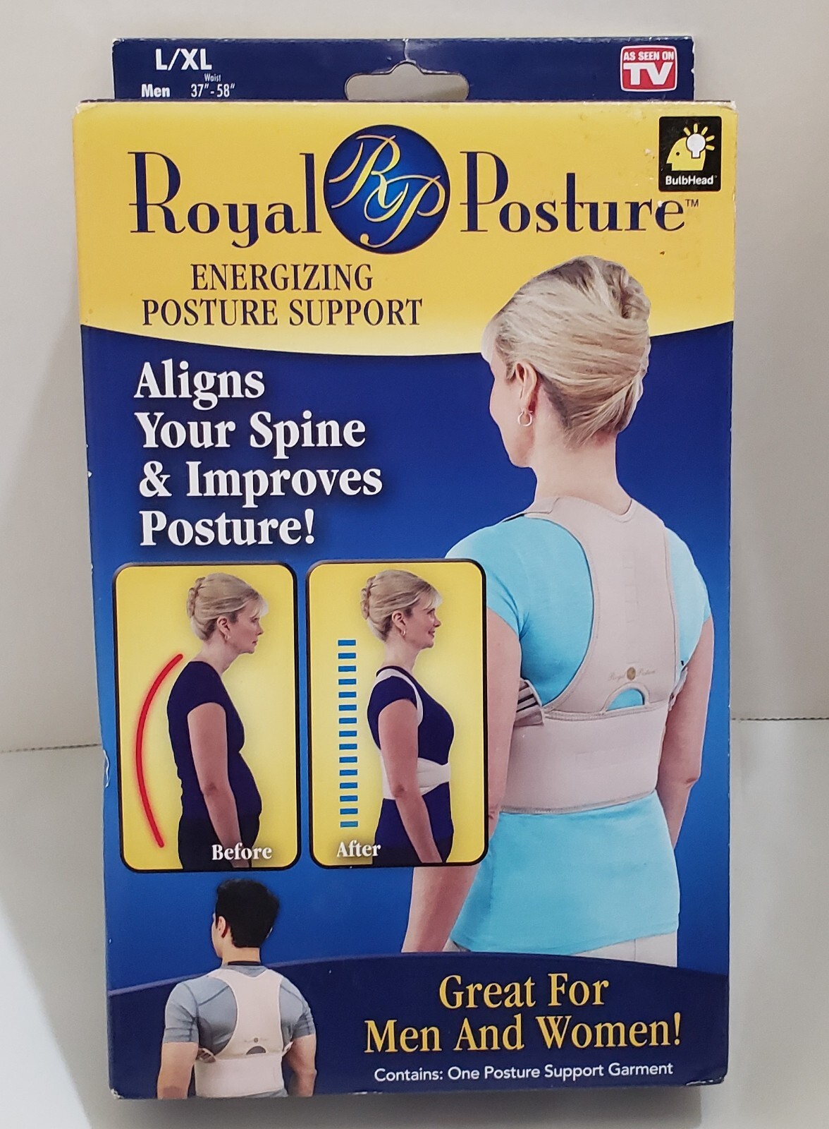 Royal Posture Energizing Posture Back Support Adjustable Men Women L XL ...