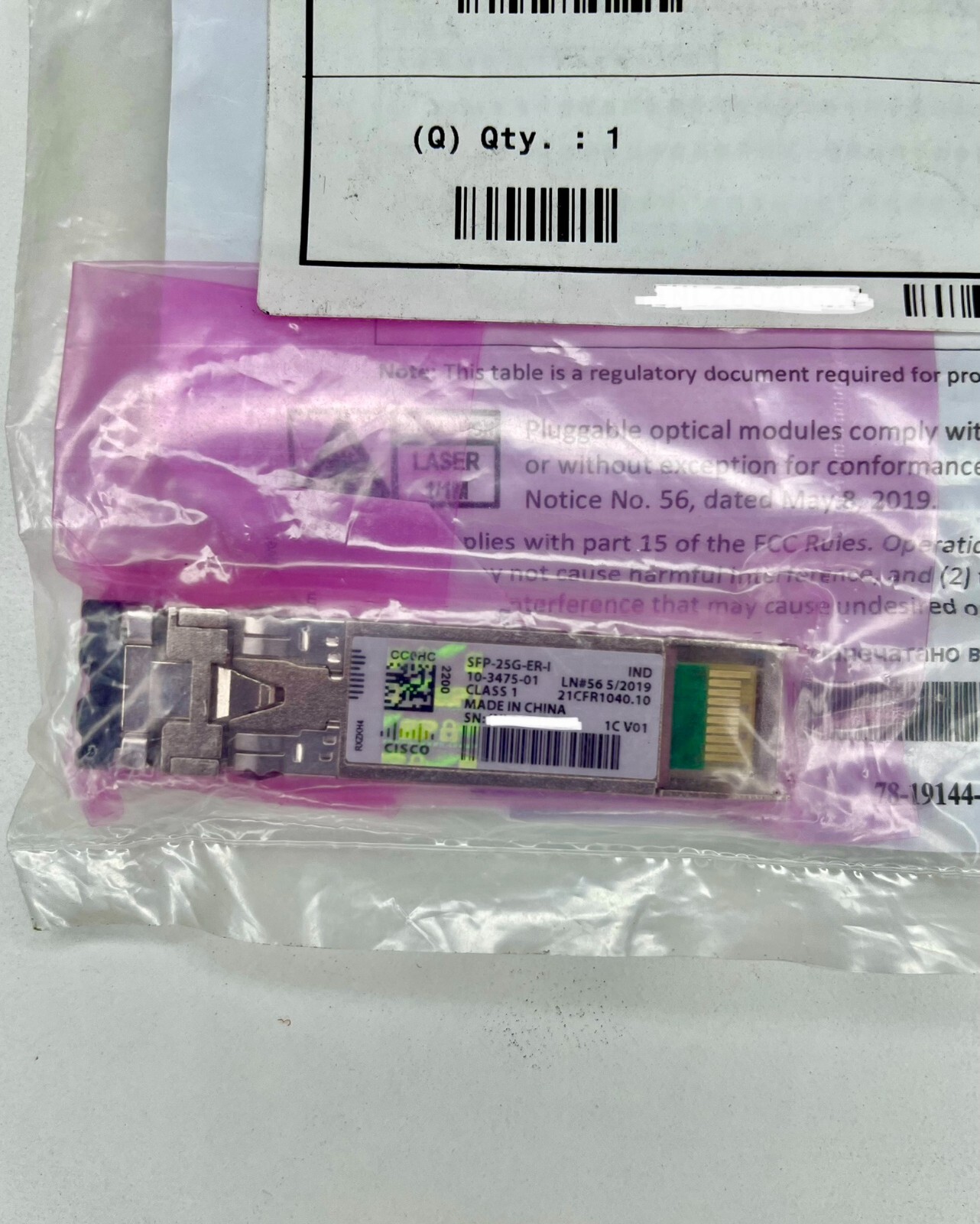Cisco Original SFP-25G-ER-I 10-3475-01 Industrial Temperature with ...
