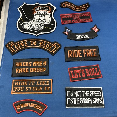Lot of 11 Biker Motorcycle Jacket Patches Sew On | eBay